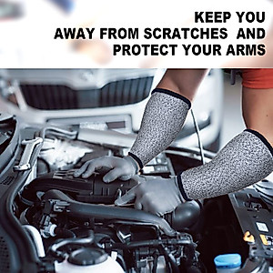 3 Pairs Cut Resistant Sleeves Level 5 Protection Arm Protectors for Thin Skin and Bruising 10" Long Comfortable Anti-abrasion Safety Sleeve for Arms for Work Men Women(2 Black + 1 Gray)