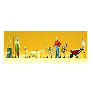 Gardeners w/Accessories (6) HO Scale Preiser Models