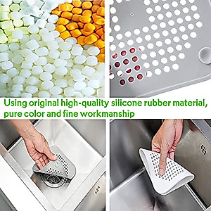 Hair Catcher,Square Drain Cover Silicone Drain Tub Stopper,for Bathtubs & Showers,Filter Shower Drain Protection Flat Strainer Stopper with Suction Cups for Kitchen Sinks (1 Grey + 1 White)