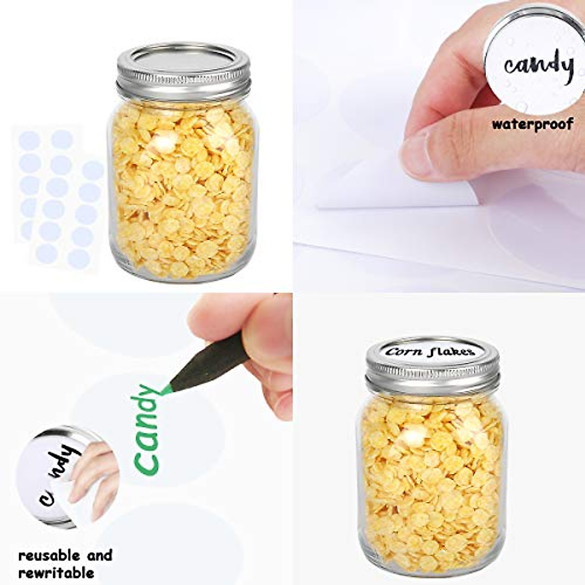 KAMOTA Mason Jars 18 oz With Regular Lids and Bands, Ideal for Jam, Honey, Wedding Favors, Shower Favors, Baby Foods, DIY Spice Jars, 12 PACK, 20 Whiteboard Labels Included