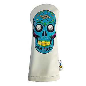 Sugar Skull Golfer Sunfish Leather Golf Club Headcover Set Driver, Fairway, Hybrid