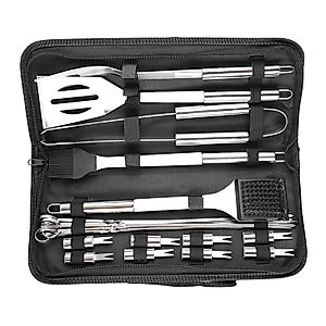 BBQ Grill Tools Set, 20pcs Grill Set Professional Tongs Fine Crafted for Outdoor for Travel