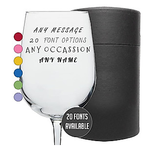 Personalized Printed 16oz Stemmed Wine Glass - Custom Name Wine Gifts for Women, Unique Wine Lover Gift for Her, Mother's Day Gift, Customized Funny Wine Accessories, Sister, Mom - Your Text Here