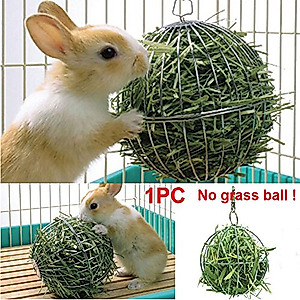 UXELY Metal Food-Ball, Guinea Pig Hay Feeder, 8/13cm Feed Ball for Rodents, Rabbit Grass Manger Holder Feeding Dispenser for Bunny, Stainless Steel Frame