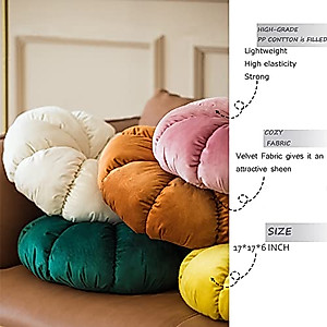 AOkaeii Round Floor Pillows Seating for Adults & Teen, Velvet Flower Shaped Throw Pillows, Aesthetic Decorative Meditation Cushion Pillows for Couch Chair Bed Car （Pink）