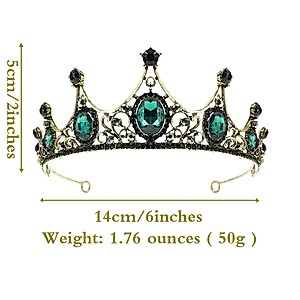 TOCESS Green Crown Tiara for Women, Vintage Princess Crown Queen Tiara with halo Crystal Emerald Rhinestone for Girls Bridal, Wedding, Pageant, Halloween, Prom Birthday Festival Party