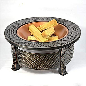 LEAYAN Garden Fire Pit Portable Grill Barbecue Rack 32'' Outdoor Fire Pit Metal Square Firepit Patio Stove Wood Burning BBQ Grill Fire Pit Bowl with Spark Screen Cover, Log Grate for Camping