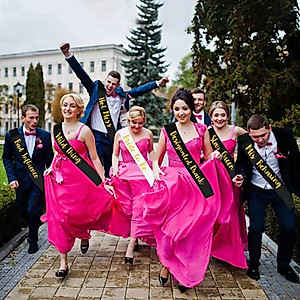 EOUYT 16 Pack Amazing Bachelorette Party Sashes 1 White Bride to be Sash and 15 Black Bridesmaid Sashes for Bachelorette Party,Bridal Party,Engagement Party