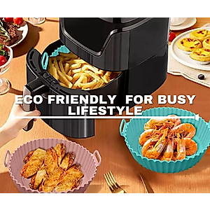 2 Pack Air Fryer Silicone liners, None stick 8 inch Air Fryer liner buskets, Reusable Air fryer insert, Fits 3-5 QT Air Fryer pot, parchment paper replacements liners, Microwave and dishwasher safe