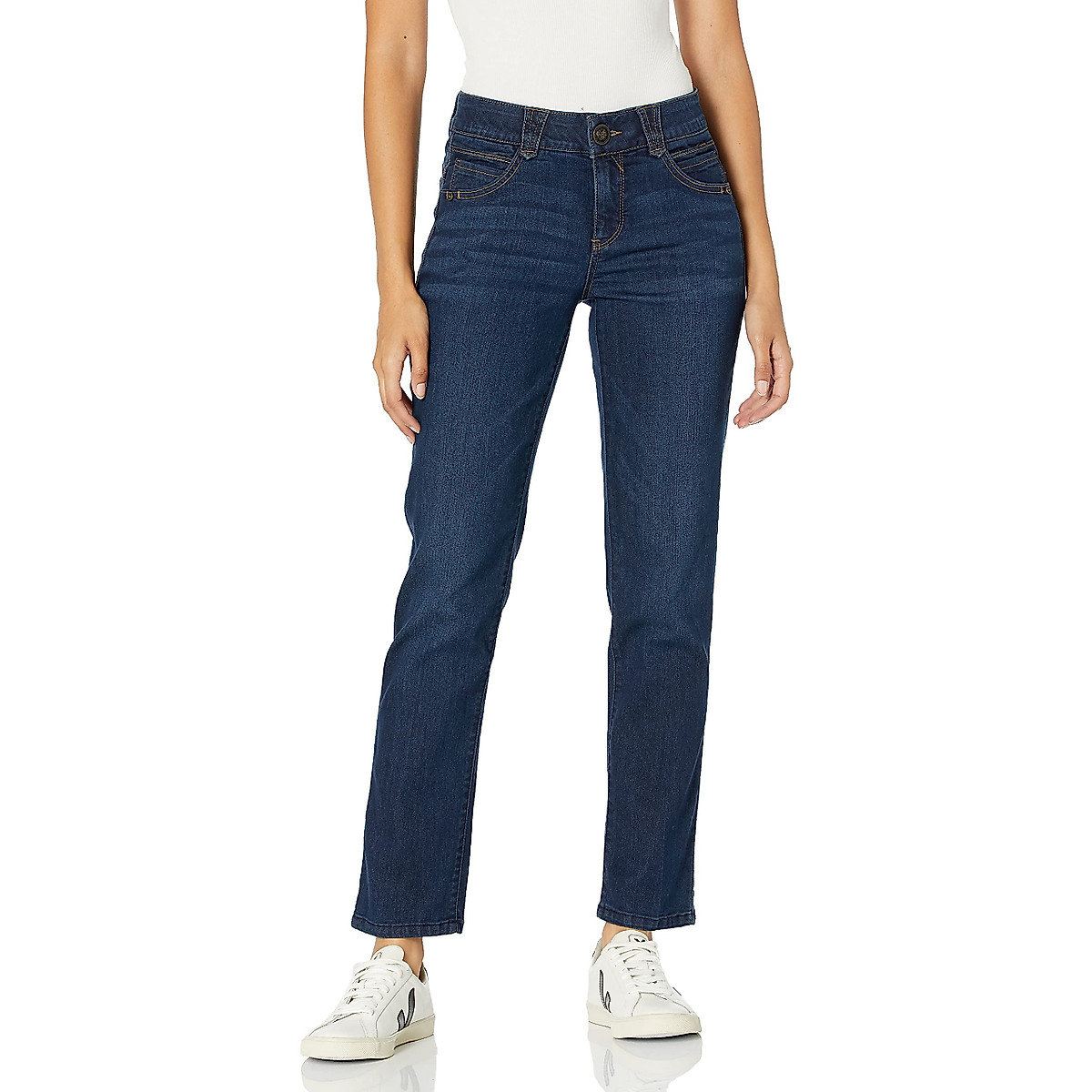 Democracy Women's Petite Ab Solution Straight Leg Jean, Indigo, 12P