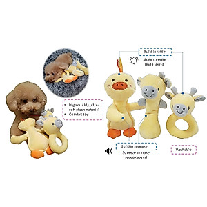 VLIFE Interactive Plush Toy Duck Set (3 Packs) with Squeaker and Jingle Sounds for Puppies and Small Dog Birthday Gift Set as Companion for Puppies and Small Breed Dogs(Premium Quality), Yellow