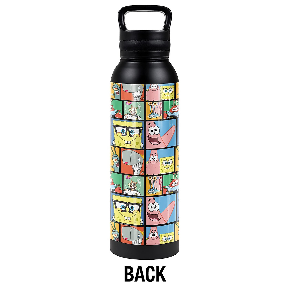 Spongebob OFFICIAL Spongebob Tile Pattern 24 oz Insulated Canteen Water Bottle, Leak Resistant, Vacuum Insulated Stainless Steel with Loop Cap