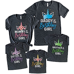 Teeny Fox Daddy of Birthday Girl Unicorn T-Shirt Family Sister Dad Mother Brother Shirts Sibling Matching Outfits