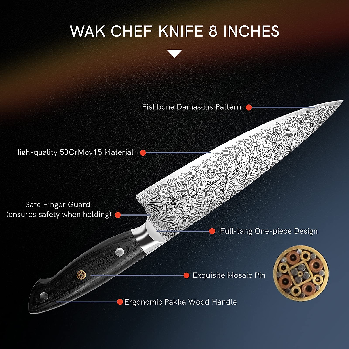 WAK Nakiri Knife Hand Forged 7 Inch Damascus Japanese Super Steel G10 Ergonomic Handle Chef Knife, Ultra Sharp, Cooking Knife for Meat, Fruits, Bread, Vegetable in Home Kitchen Restaurant