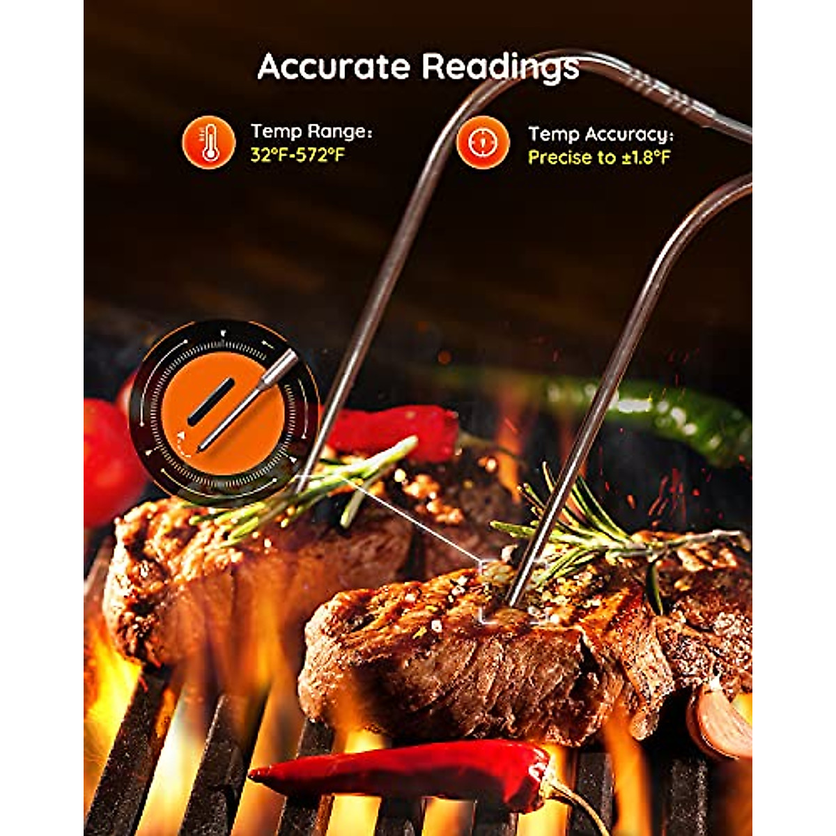 Govee Bluetooth Meat Thermometer, 230ft Range Wireless Grill Thermometer Remote Monitor with Temperature Probe Digital Grilling Thermometer with Smart Alerts for Smoker Cooking BBQ Kitchen Oven