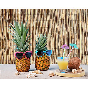 8 x 6ft Hawaiian Beach Reed Backdrop Aloha Luau Party Tiki Bar Decorations Polyester Fabric Photography Backdrop for Photoshoot