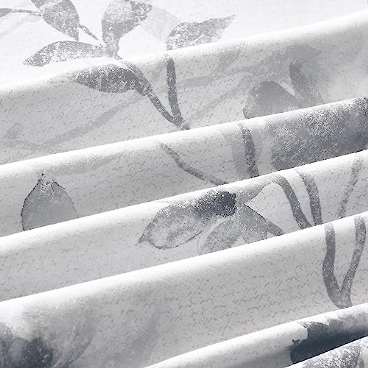 PHF 100% Cotton Printed Duvet Cover Queen Size, 3 Pieces Soft Breathable Duvet Cover Set for All Season, Stylish Floral Pattern Smooth Comforter Cover with 2 Pillow Shams, 90" x 90", White Grey-Floral