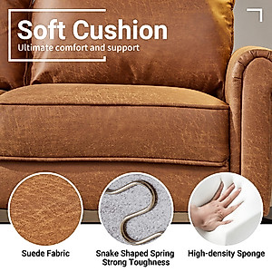 XIZZI L Shaped Couch 81.4" Mid Century Sectional Sofa 3-Seater Living Room Furniture Set with Right Chaise Solid Wood Frame for Apartment,Brown