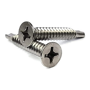 #12 Phillips Flat Head Self Drilling Screws 410 Stainless Steel TEK Sheet Metal Screws #12 x 1-1/4 inch Qty 100