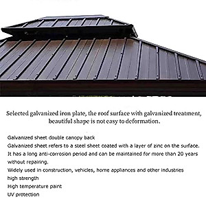 Hardtop Gazebo, 10X 10ft Outdoor Double Roof Canopy, Aluminum Frame Permanent Pavilion with Curtains and Netting, Sunshade for Garden