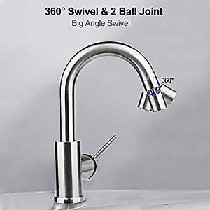 KWODE Kitchen Sink Faucet Swivel Aerator Stainless Steel 2-Flow Faucet Spray Head 360°Swivel Head 1.8 GPM Big Angle Swivel Aerator-55/64 Inch-27UNS Female (One Male adapter Included)