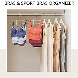 Bra Hanger, 2 Pack Tank Top Hanger Organizer for Closet, 4 Storage Capacity Top Swivel Hook Clothes Wrinkle-Free, ZEDODIER Hanging Space Saving Hanger Bra Holder Camisole Storage