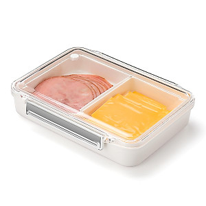 AIEVE Ham and Cheese Container for Fridge, Deli Meat Container for Fridge, Silicone Sealed Lunch Meat Storage Container for Fridge with Clear Lids, 8.86 Inches Long