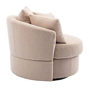 Dxacvkc 40" W Swivel Barrel Chair, Large Swivel Accent Sofa with 3 Pillows, 360 Degree Linen Loveseat Modern Oversized Arm Chair Cozy Club Chair for Bedroom Living Room Office, Camel