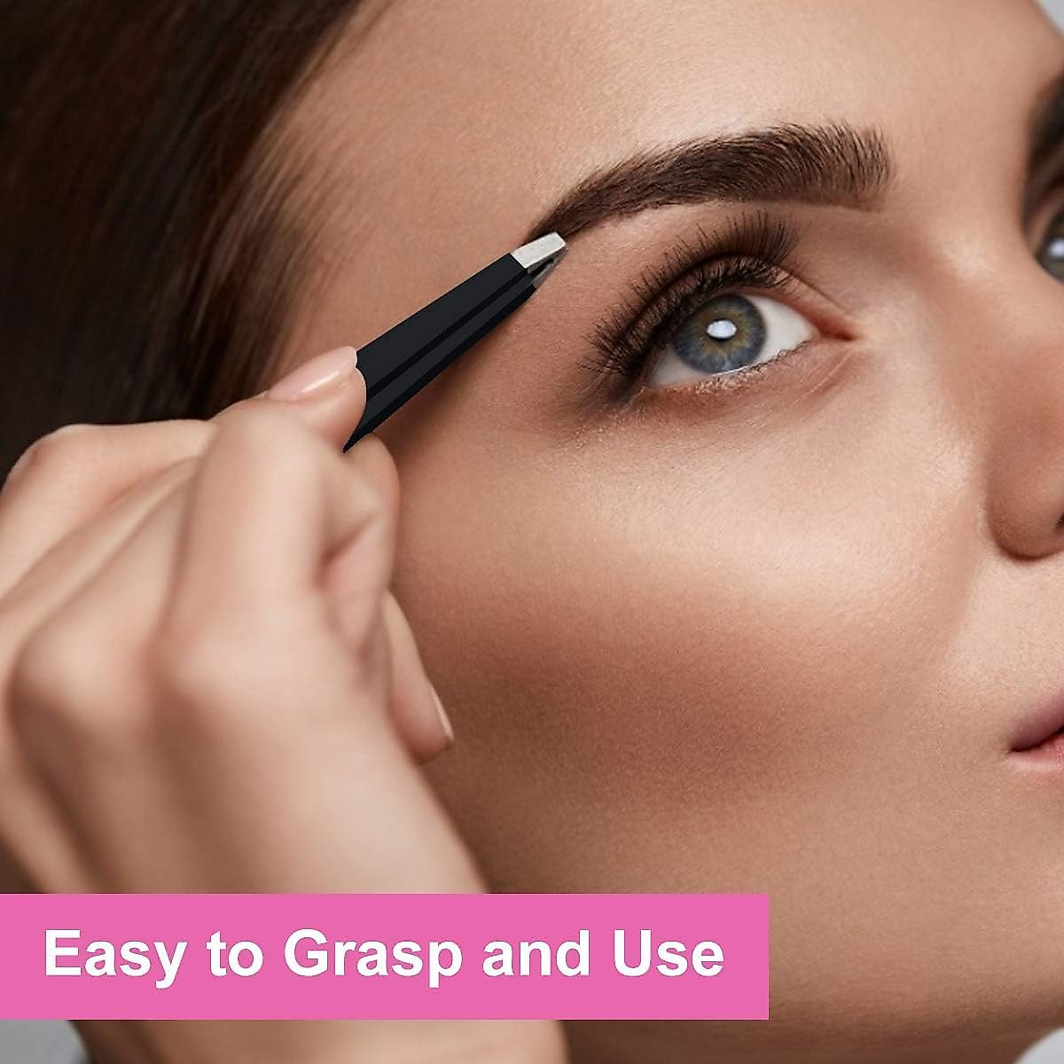 Fangze Tweezers and Fingernail Clippers Kit, 8 Pcs Professional Tweezer Nail Clipper Set Stainless Steel Manicure Tools with Case for Men Women