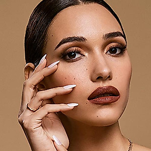 KISS Classy French Nail Manicure Kit with Gel Finish, Medium, Coffin Shaped, “Cozy Meets Cute”, Nail Kit Includes Pink Nail Glue (Net Wt. 2 g / 0.07oz.), Mini File, Manicure Stick, and 28 Fake Nails