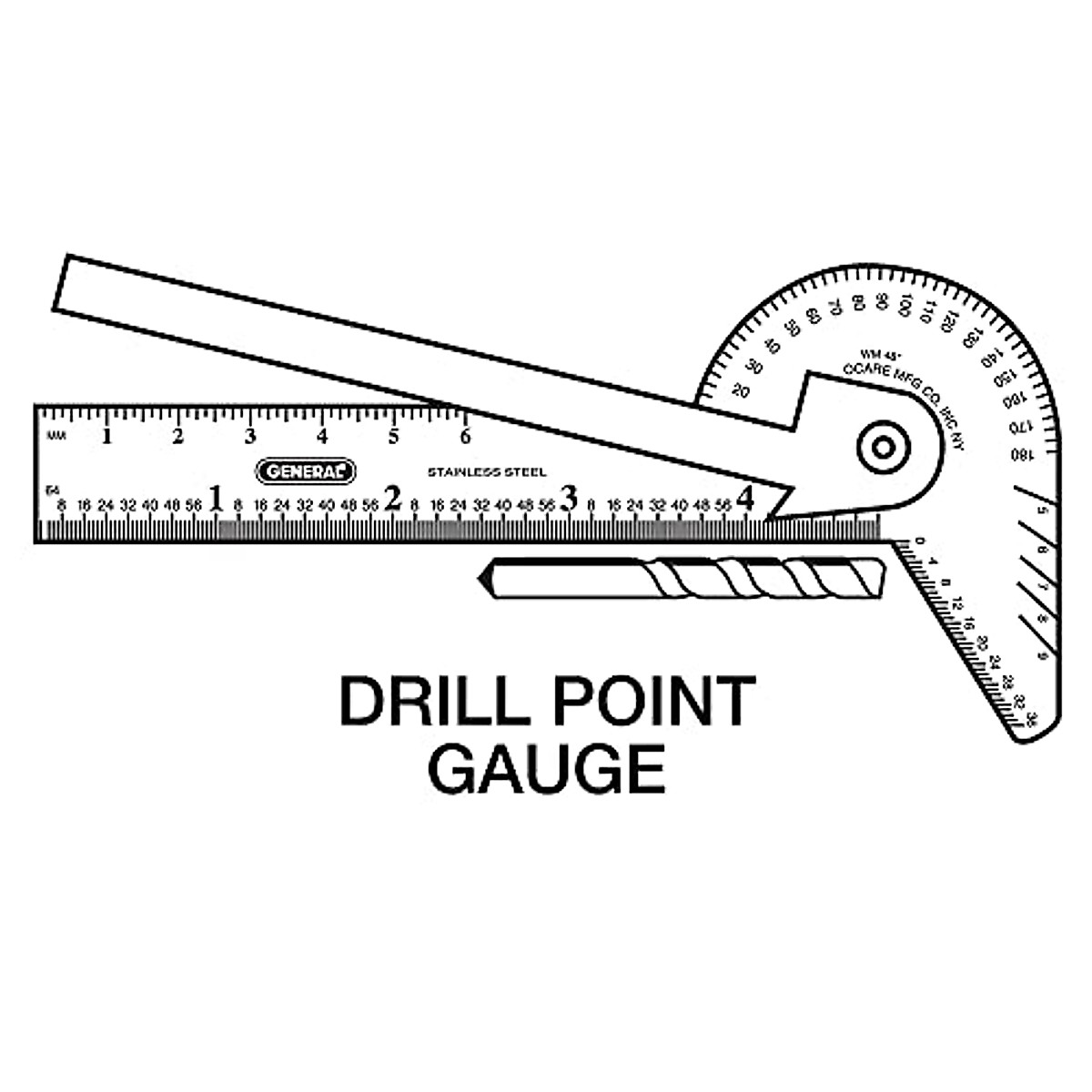 General Tools Pocket-Sized 6-In-1 Multi Use Ruler and Gauge #16ME with 4-Inch Ruler and Etched Graduations in 64ths of an Inch and Millimeters