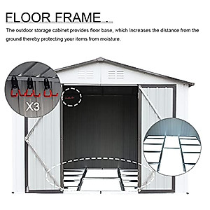 Storage shed, 8×6ft Outdoor Storage shed, Used for Backyard Storage Sheds & Outdoor Storage Clearance, can be Used as Bicycle shed, Garden shed, Tool shed, Metal shed That can be Used for Life, Grey