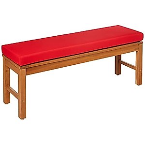 Amazon Aware FSC Certified Outdoor Bench with Cushion, Acacia Wood, Natural Finish