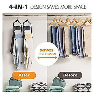 Velvet Pant Clothes Hanger Space Saving Non-Slip Shorts Hanger, Myfolrena Jeans Slack Trousers Hangers Multiple Velvet Hanger Closet Organizer Storage and Organization for Jeans,Scarf,Tie(Black,3)