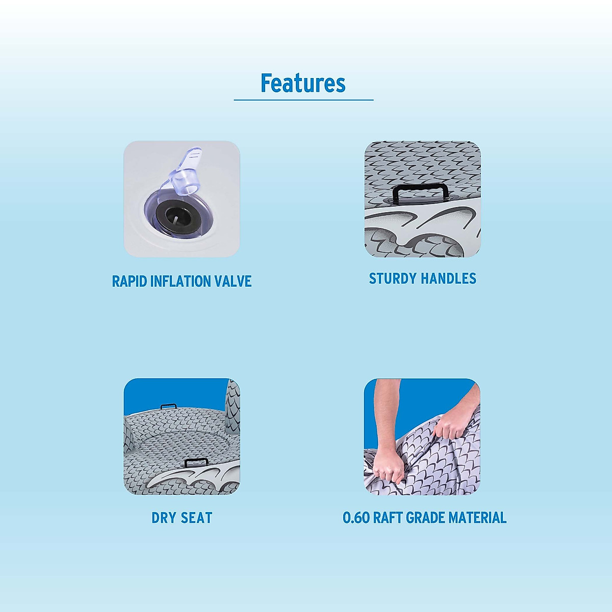 GoFloats Winter Snow Tube - Inflatable Sled for Kids and Adults (Choose from Unicorn, Disney's Frozen, Ice Dragon, Polar Bear, Penguin, Flamingo)