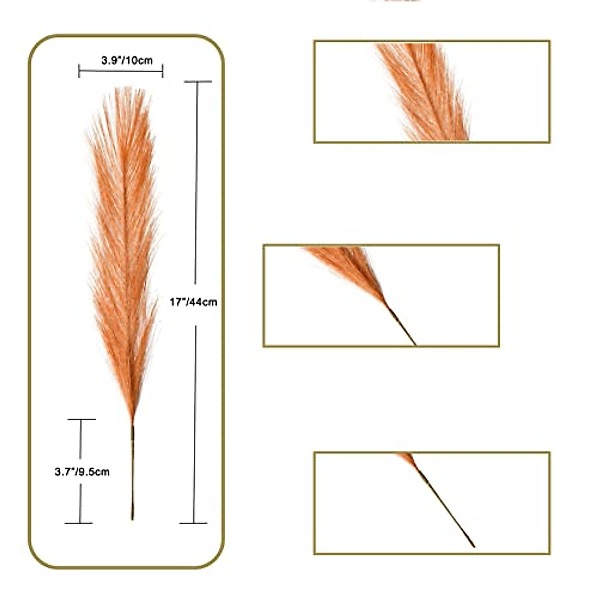 ONLY ART 20pcs Orange Artificial Silk Pampas Grass 17” for Mother's Day Home Kitchen Wedding Party Special Event Spring Holiday Decorations