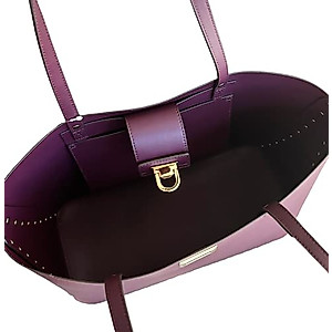 Michael Kors Manhattan Large Leather Tote Studded MK Logo Bag Bordeaux Leather