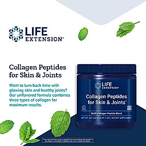 Life Extension Collagen Peptides for Skin & Joints - Hydrolyzed Multi-Collagen Complex Type I, II & III Unflavored Powder for Healthy Bone, Joint and Skin Care - Gluten-Free, Non-GMO - 12 Oz