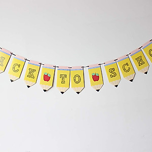 BinaryABC Back to School Bunting Banner,First Day of School Sign,First Day of School Decoration Supplies