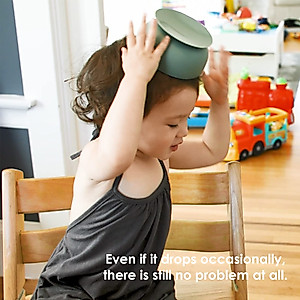 ROCCED Baby Silicone Bowls with Suction Toddler Bowls and Spoons Set Training Cups for Baby Silicone Baby Feeding Set Baby Cups with 2 Handles Silicone-Deep Sky