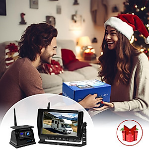 Magnetic Solar Wireless Backup Camera HD1080P 3 Min DIY Installation DVR 7" IPS with 2-Split Monitor Rechargeable Rear View Camera System for Hitching Gooseneck Horse Trailer Fifth Wheel Car RV Camper