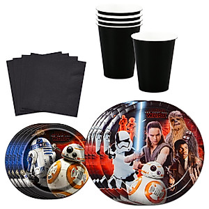 Classic Disney Star Wars Birthday Party Supplies Pack | 50+ Pc Star Wars Bundle with Party Plates, Loot Bags, Party Hats, Napkins and More (Star Wars Party Decor and Favors)