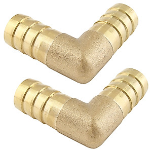 Zorfeter 2 Pack Brass Hose Barb Fitting 5/8" 16mm Hose ID/Hose Barb 90 Degree L Right Angle Elbow Barbed Brass Fitting