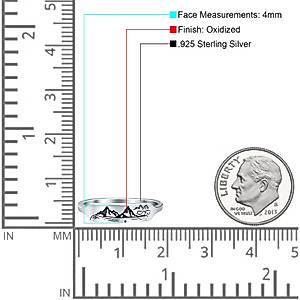 Blue Apple Co. Sterling Silver Size-9 Mountains Ring Oxidized Band Solid 925 Sterling Silver Thumb Ring