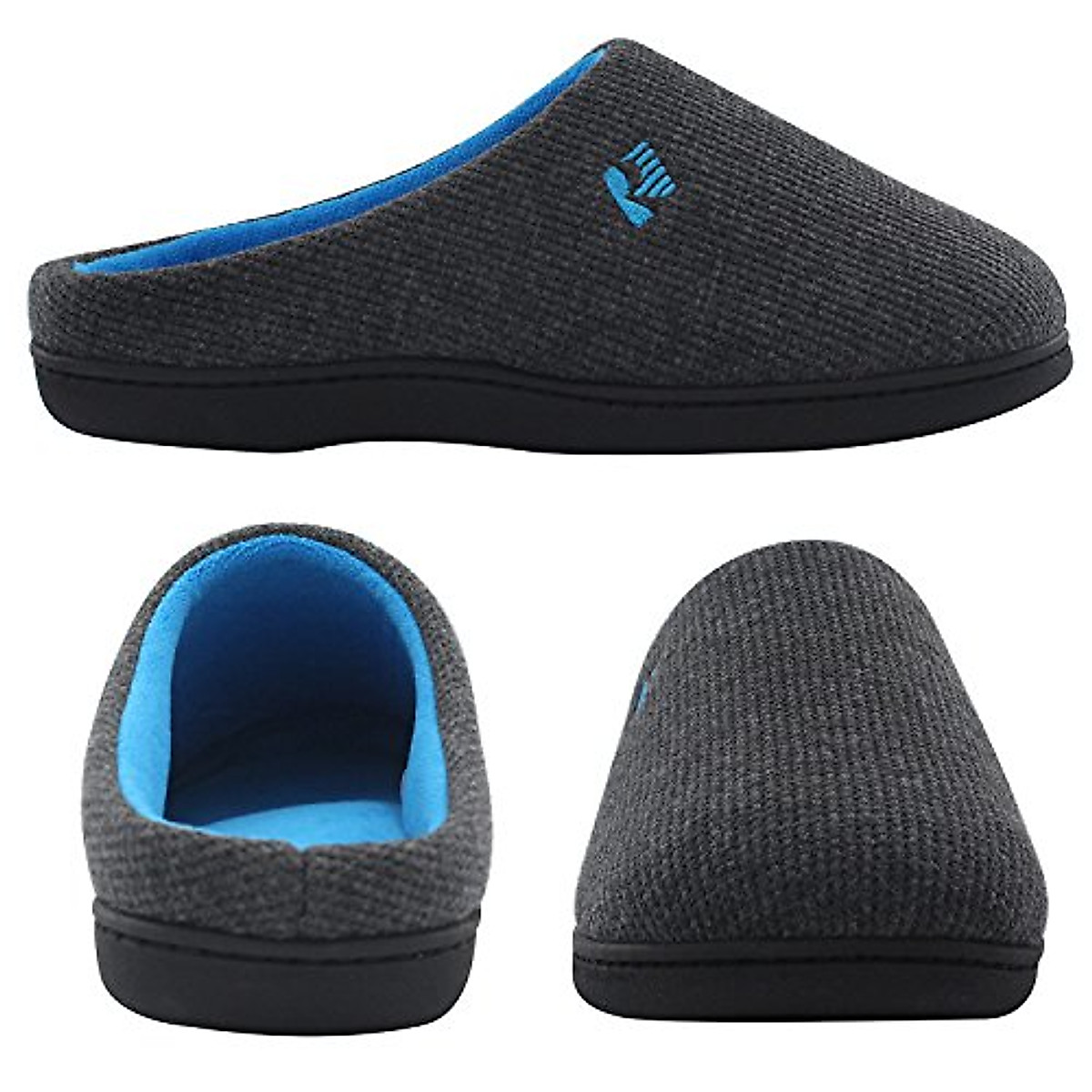 RockDove Men's Original Two-Tone Memory Foam Slipper, Size 10.5 US Men, Dark Gray/Blue