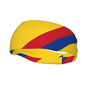 Men Women Sweatband Breatheable Durable Sweat Workout Headbands for Basketball, Yoga, Football, Non-Slip Wristband Colorful Colombian Flag Headbands