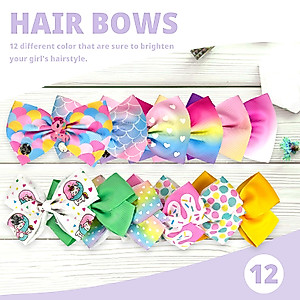 YQLOGY Hair Bows (Bundle Of 12 Bows) 7 Days Of The Week Hair Clips For girls, 12 Count (Pack of 1)