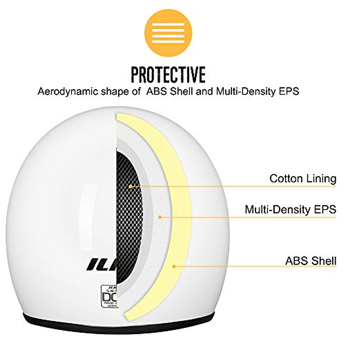 ILM 3/4 Open Face Motorcycle Helmets, Retro Vintage Moped Helmet for Men Women, Scooter ATV Cruiser Bobber Helmet, DOT Approved Model-207 (White, L)