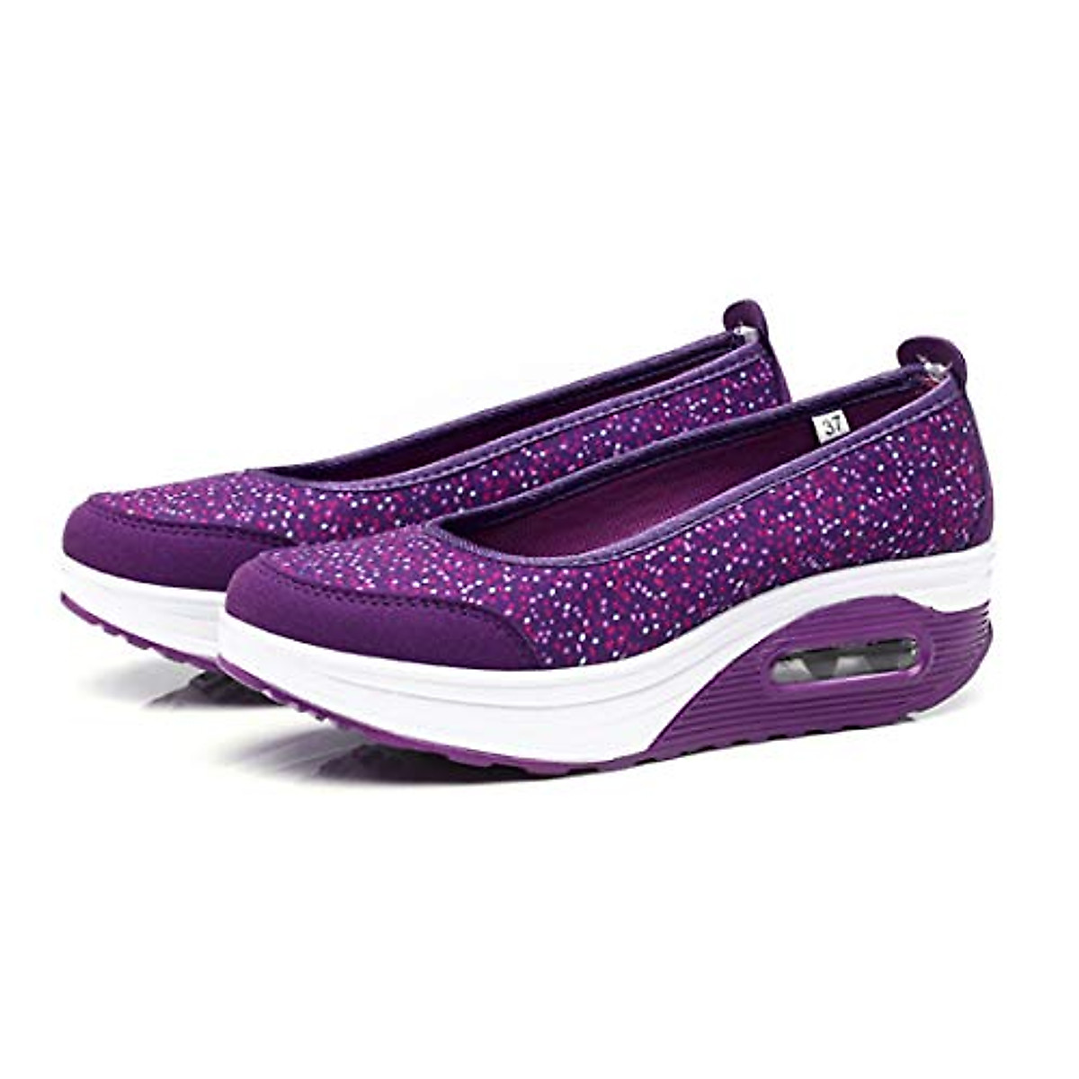 CYBLING Womens Platform Wedge Walking Shoes Fashion Air Cushion Slip on Sneakers Outdoor Fitness Loafers Purple