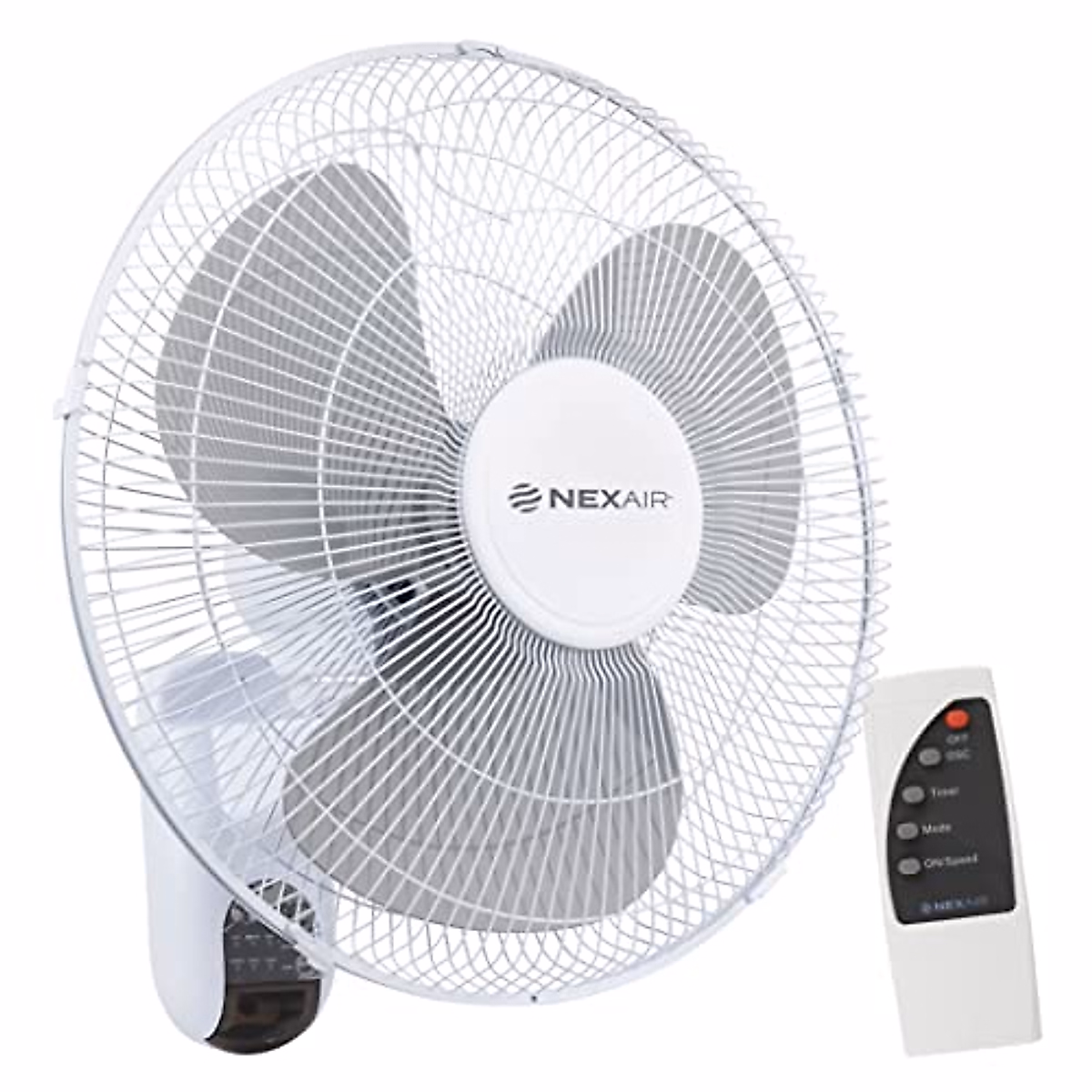 NEXAIR 16 Inch Oscillating Wall Mount Fan, Quiet Operating Room Fan With Remote Control, 3 Speed Wall Fan for Bedroom with 7.5 Hr Auto Off Timer, Adjustable Cooling Fan For Home, Office & Living Room